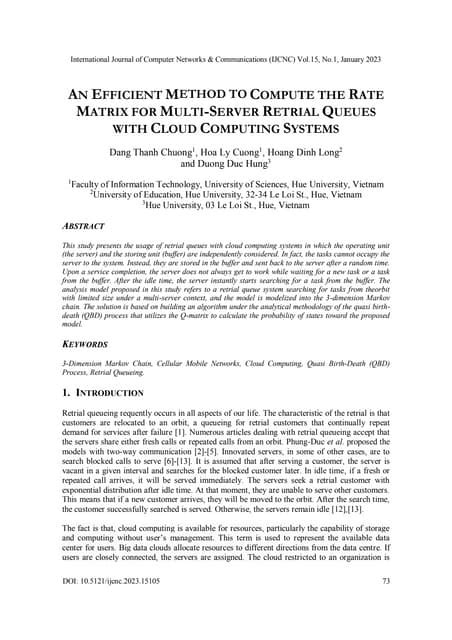 An Efficient M Compute The Rate Matrix For Multi Server Retrial Queues With Cloud Computing