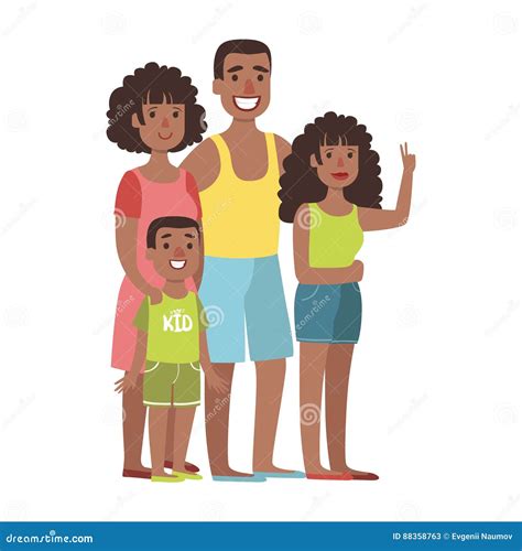 Отец мать дочь подросток и молодой сын иллюстрация от счастливой любящей серии семей