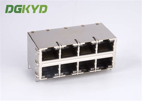Custom Integrated Rj45 Jack Dual Deck 2x4 Gigabit Ethernet Connector Technical Grade