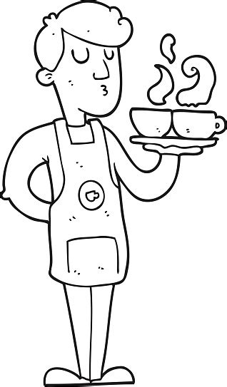 흑백 말풍선이 있는 바리스타 커피 귀여운에 대한 스톡 벡터 아트 및 기타 이미지 Istock