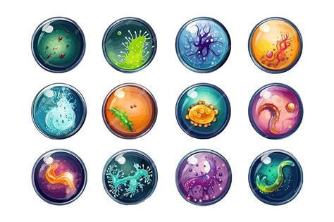 페트리 접시 벡터 설정 컬렉션 그래픽 클립 아트 디자인 플랫 벡터 일러스트 레이 션 흰색 배경에 고립 프리미엄 벡터