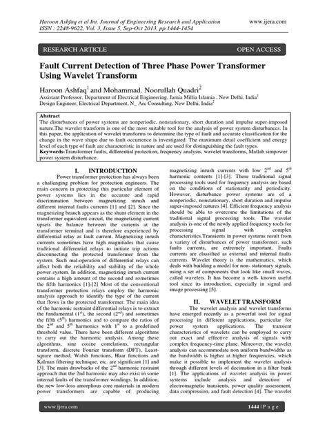 Pdf Fault Current Detection Of Three Phase Power Transformer Using