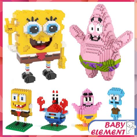 Spongebob Squarepants Buliding Blocks Patrick Star Cute Cartoon Model
