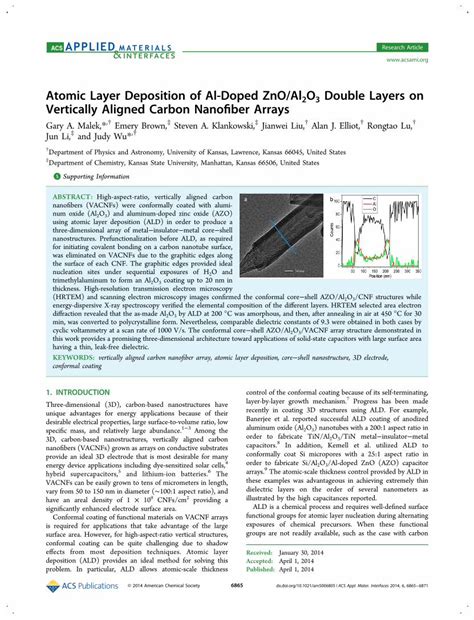 Pdf Atomic Layer Deposition Of Al Doped Znoal 2 O 3 Double Layers On