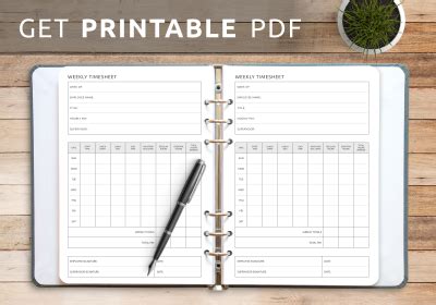 Weekly Timesheet Template Track Work Hours Productivity