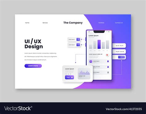 Uiux Design Landing Page Royalty Free Vector Image