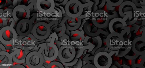 빨간색 배경에 검은 색의 남성 기호와 추상적 인 배경 3d 일러스트레이션 0명에 대한 스톡 사진 및 기타 이미지 0명 3