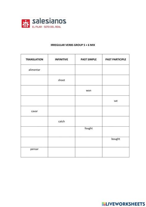 Irregular Verbs Free Interactive Worksheets 1943178