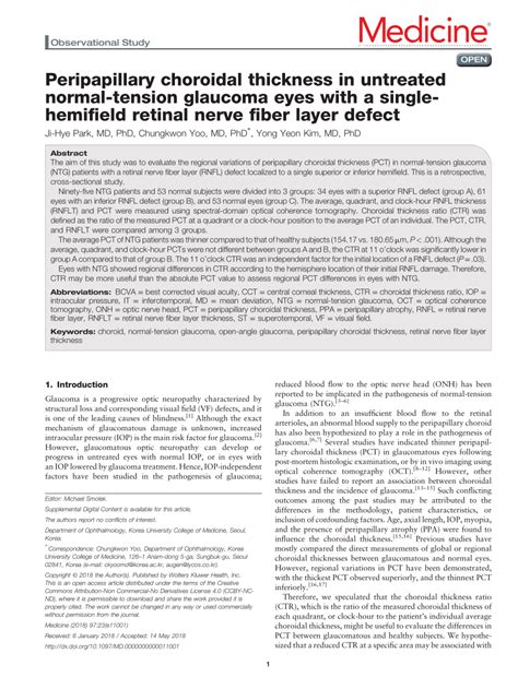 Pdf Peripapillary Choroidal Thickness In Untreated Normal Tension Glaucoma Eyes With A Single