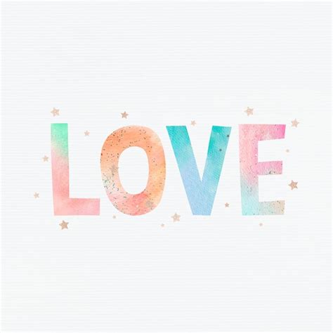 파스텔 사랑 단어 타이포그래피 벡터 무료 벡터
