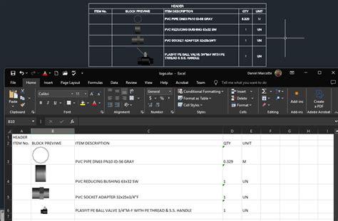 Export Table With Blocks To Excel With Python Net Objectarx And Vba Autocad Forums