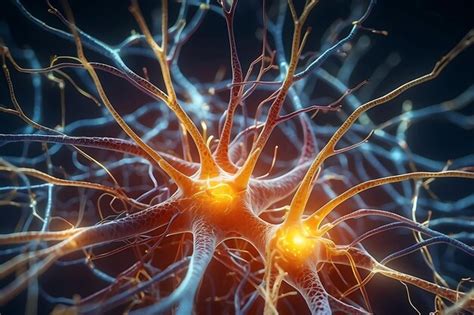 Premium Photo Close Up Active Nerve Cells Of Human Brain Stimulation