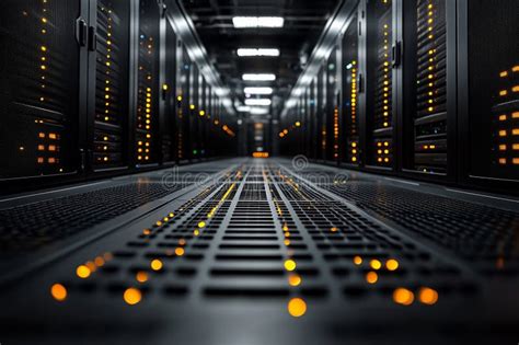 Server Room Corridor Flashing Orange Lights In Data Center Hostingcore