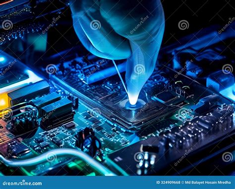 Computer Motherboard With CPU And Semiconductors Performance Upgrading