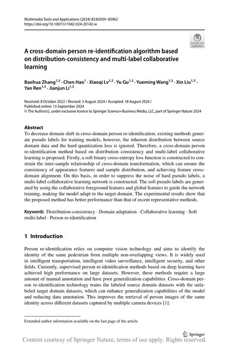 A Cross Domain Person Re Identification Algorithm Based On Distribution Consistency And Multi