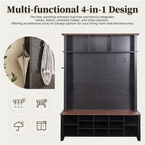 Modernluxe Assembly Required Farmhouse 4in1 Hall Tree With 6