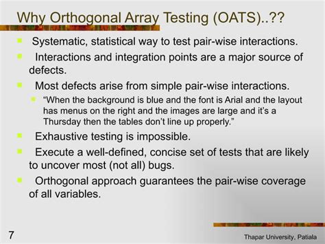 Orthogonal Array Testing