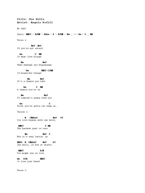 Hello Guitar Chords