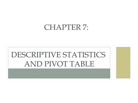 Pivot Table Presentation Ppt