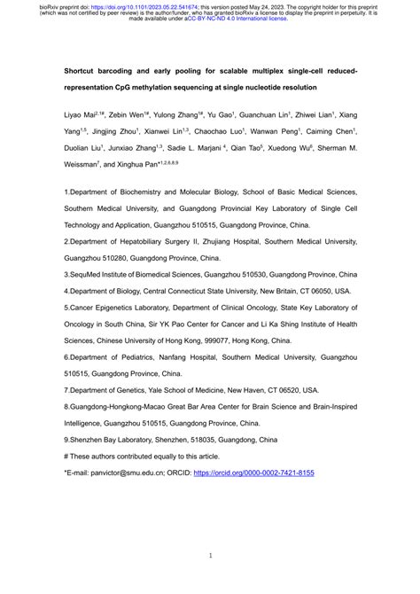 Pdf Shortcut Barcoding And Early Pooling For Scalable Multiplex