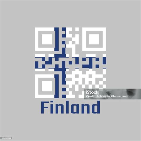 Qr 코드는 핀란드 국기의 색상을 설정 합니다 화이트 필드에 바다 블루 북유럽 십자가 0명에 대한 스톡 벡터 아트 및 기타 이미지 0명 Qr코드 개념 Istock