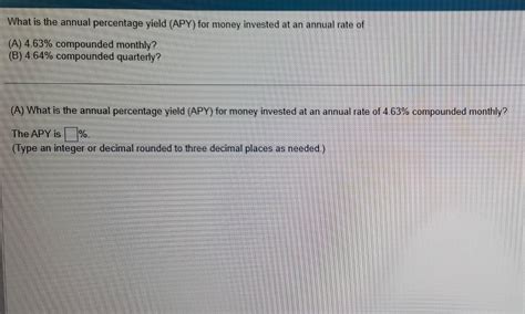 Solved What Is The Annual Percentage Yield APY For Money Chegg Com