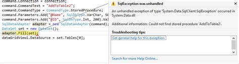 C Cant Save Stored Procedure In Sql Server Db Stack Overflow