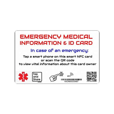 Smart Nfc Emergency Medical Alert Id Information Card With Passive Geolocation Tracking System