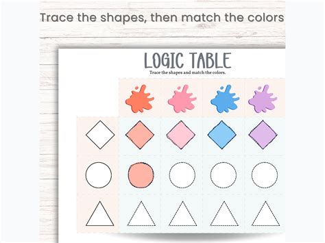 10 easy logic table bundle printable shapes and colors logic table