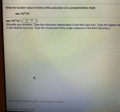 solved write the function value in terms of the cofunction