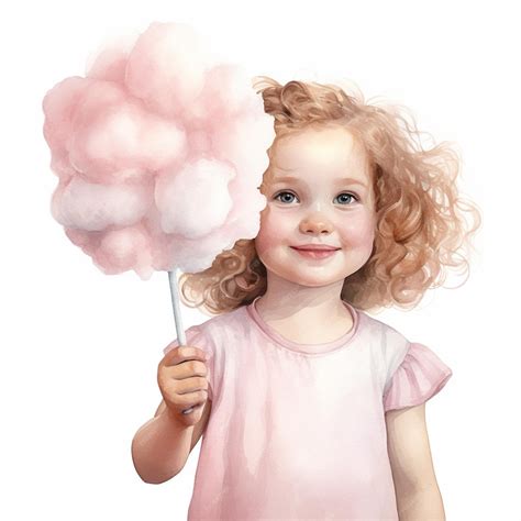 Premium Ai Image There Is A Young Girl Holding A Pink Cotton Candy Floss Generative Ai