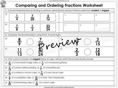 Comparing And Ordering Fractions Year 6 Teaching Resources