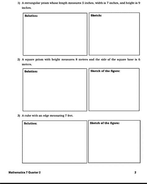 1 A Rectangular Prism Whose Length Measures 5 Inches Width Is 7 Inches