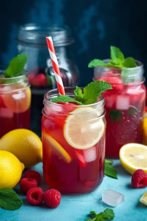 Background With Raspberry Lemon And Mint Neural Network Ai Generated