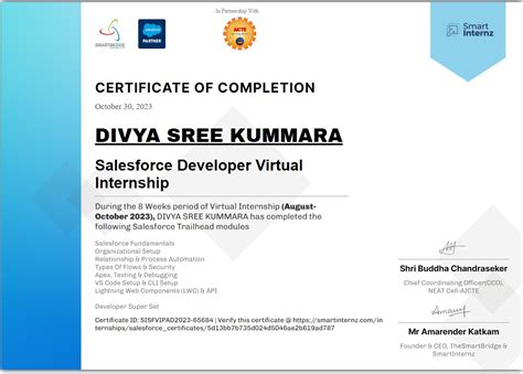 Divya Sree Kummara On Linkedin Salesforcecertified Salesforcedeveloper Salesforce Smartinternz…