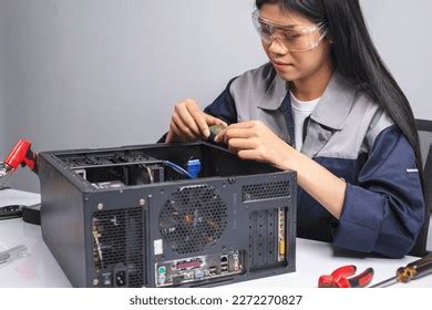 Female Repairing Computer Images Stock Photos Vectors