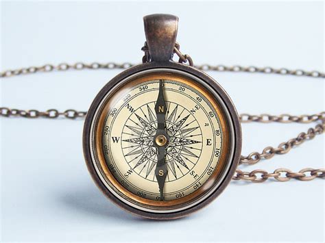 Vintage Compass Necklace Old Compass Pendant Husband T Etsy