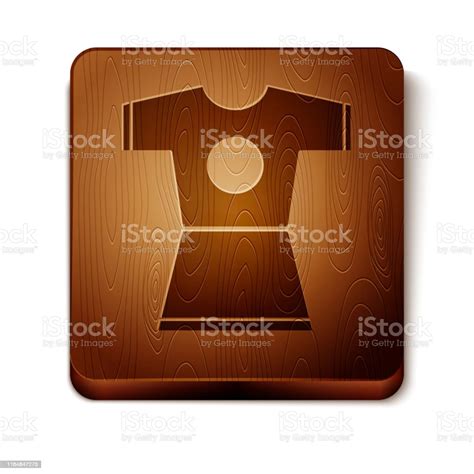 갈색 여자 드레스 아이콘 흰색 배경에 고립 옷 기호입니다 나무 사각형 버튼입니다 벡터 일러스트레이션 0명에 대한 스톡 벡터 아트