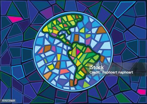 지구 스테인드 글라스 모자이크 흐림 배경 일러스트 벡터 스테인드글라스에 대한 스톡 벡터 아트 및 기타 이미지 스테인드글라스 지구본 흙 Istock