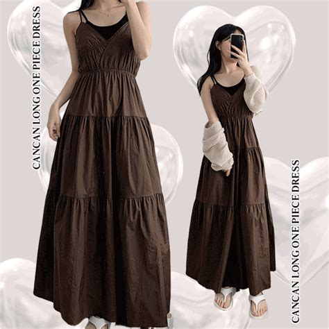 체형완벽커버 ️‍🔥 썬라잇 바스락 뒷리본 뷔스티에 캉캉 나시끈 롱원피스 에이블리