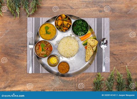 Nepali Daal Bhaat Tarkari Rice And Vegetable Set Lunch Dinner Stock
