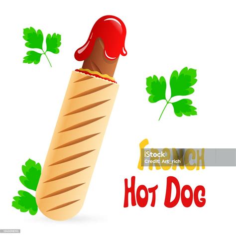 프렌치 핫도그와 토마토 케첩 패스트 푸드 개념 길거리 음식 케첩과 겨자를 곁들인 롤빵에 소시지 건강하지 못한 생활방식에 대한