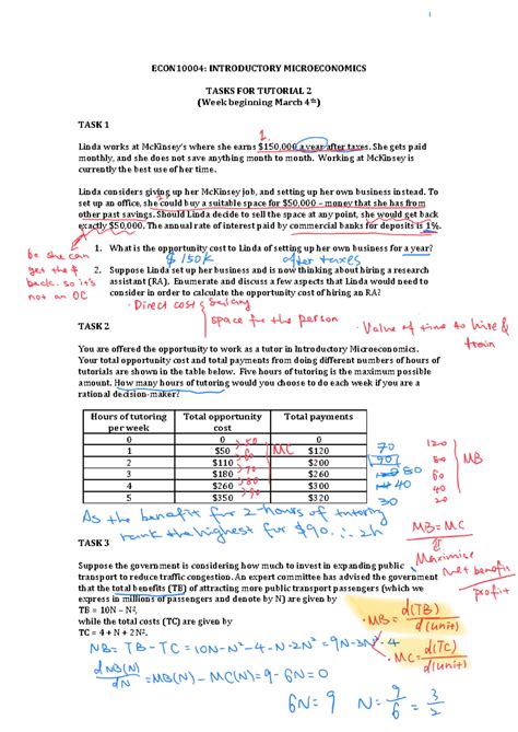 W2 IM Tutorial Week2 ECON10004 INTRODUCTORY MICROECONOMICS TASKS FOR TUTORIAL 2 Week