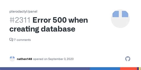 Error 500 When Creating Database · Issue 2311 · Pterodactylpanel · Github