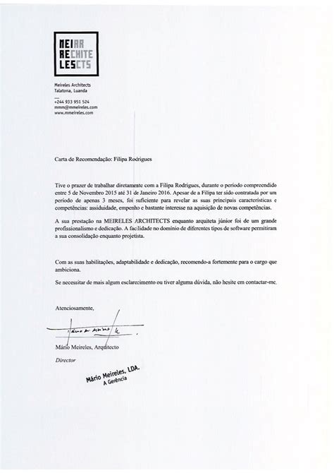 Cartas De Recomenda O Filipa Rodrigues Gonzaga