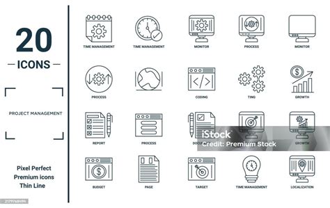 Project Management Linear Icon Set Includes Thin Line Time Management