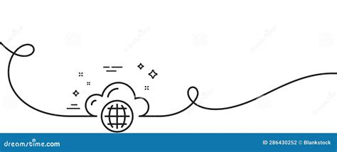 Cloud Computing Line Icon Internet Data Storage Sign Continuous Line With Curl Vector Stock