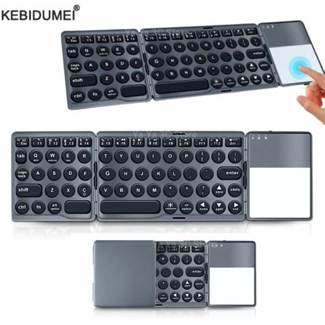 Foldable Wireless Keyboard With Touchpad Bluetooth Keyboard Rechargeable Folding Keyboard For
