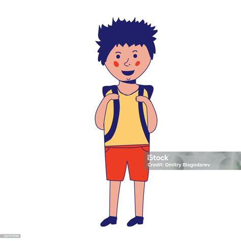 행복한 백인 여학생이 책을 들고 손을 흔들며 손을 흔들었다 웃는 여학생이 인사말 제스처를 만드는 전체 길이 손을 흔들 흰색 배경에 격리 된 벡터 스케치 만화 그림 가방에