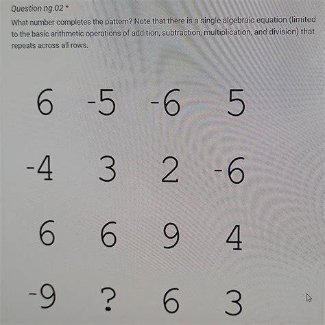 solved question ng 02 what number completes the pattern note that